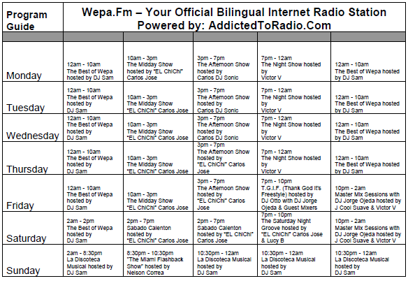 Wepa.Fm – Program Guide – Wepa.fm